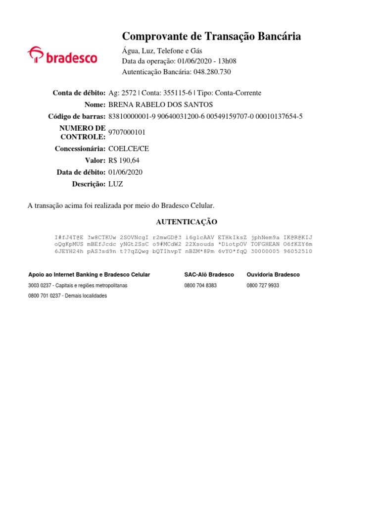 Comprovante de Transação Bancária | PDF