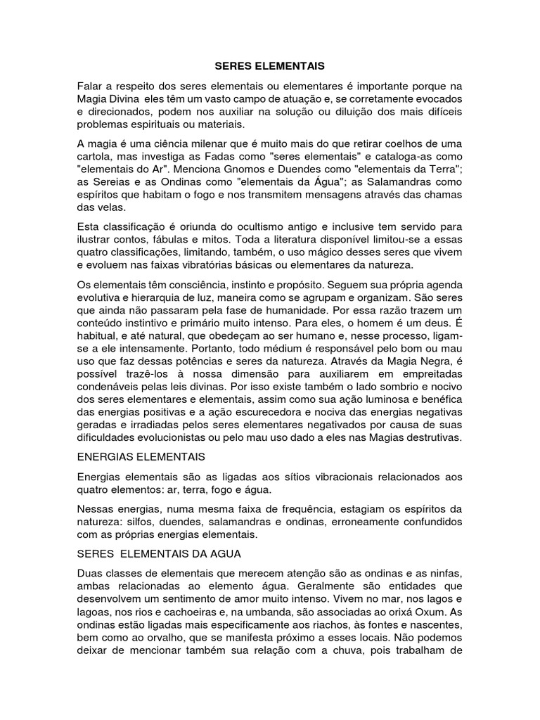 Seres Elementais | PDF | Terra | Espírito