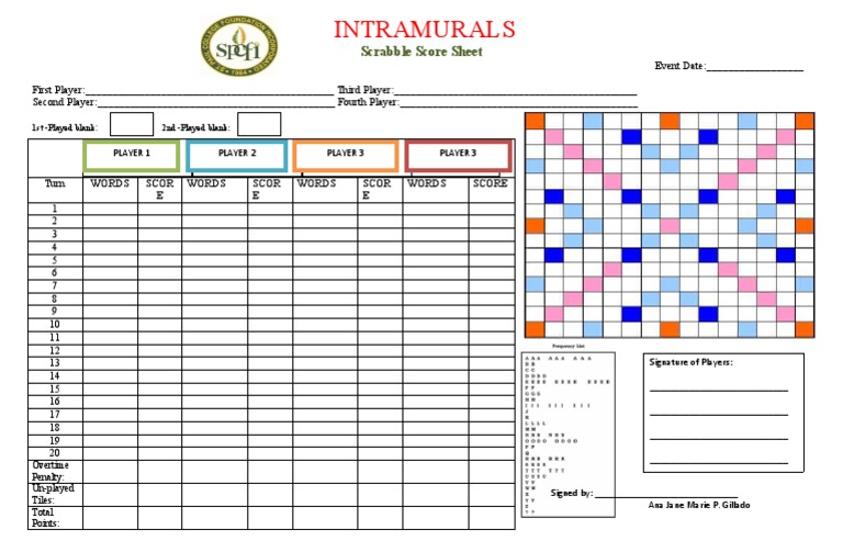 Scrabble Score Sheet | PDF