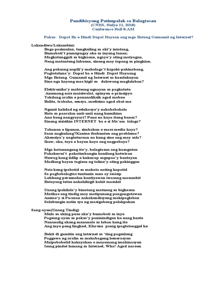 Final Balagtasan | PDF