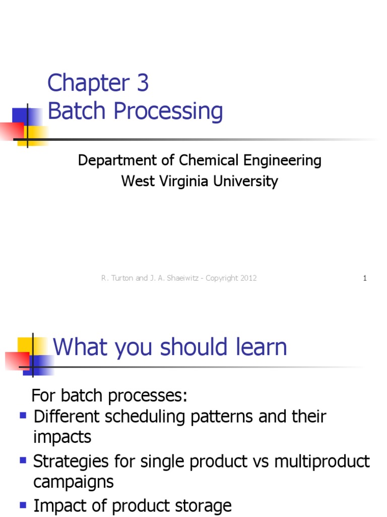 Chapter 3 - Batch Processes | PDF | Scheduling (Production Processes ...