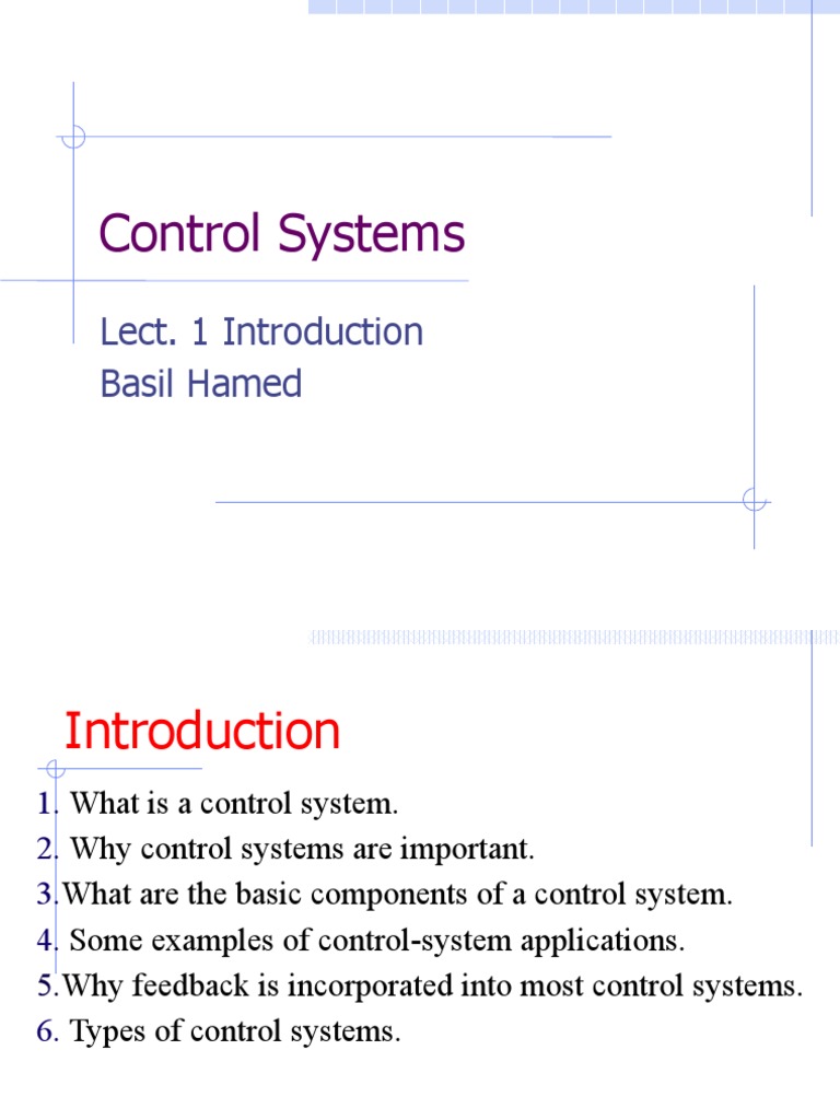 Introduction to Control Systems | PDF | Control Theory | Control System
