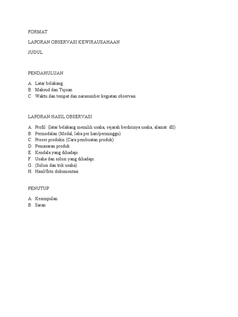 Format Laporan Observasi | PDF