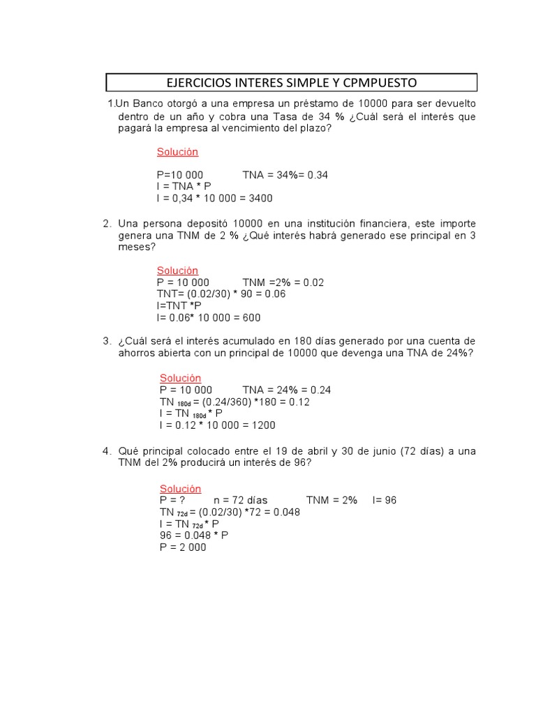 Interes Simple y Compuesto | PDF | Interés | Bancos
