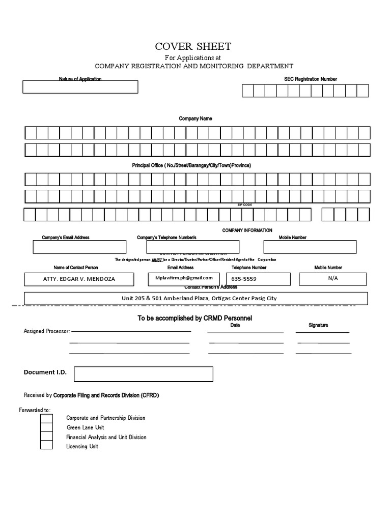Cover Sheet: For Applications at | PDF