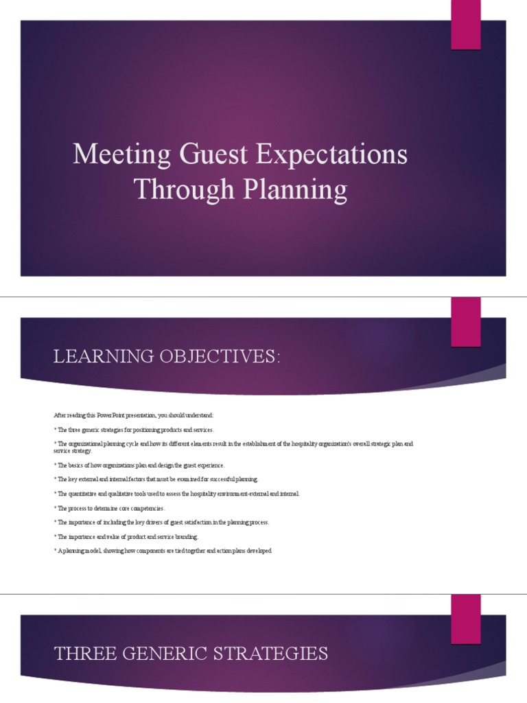Meeting Guest Expectations Through Planning PPT 2 | PDF | Brand | Prices