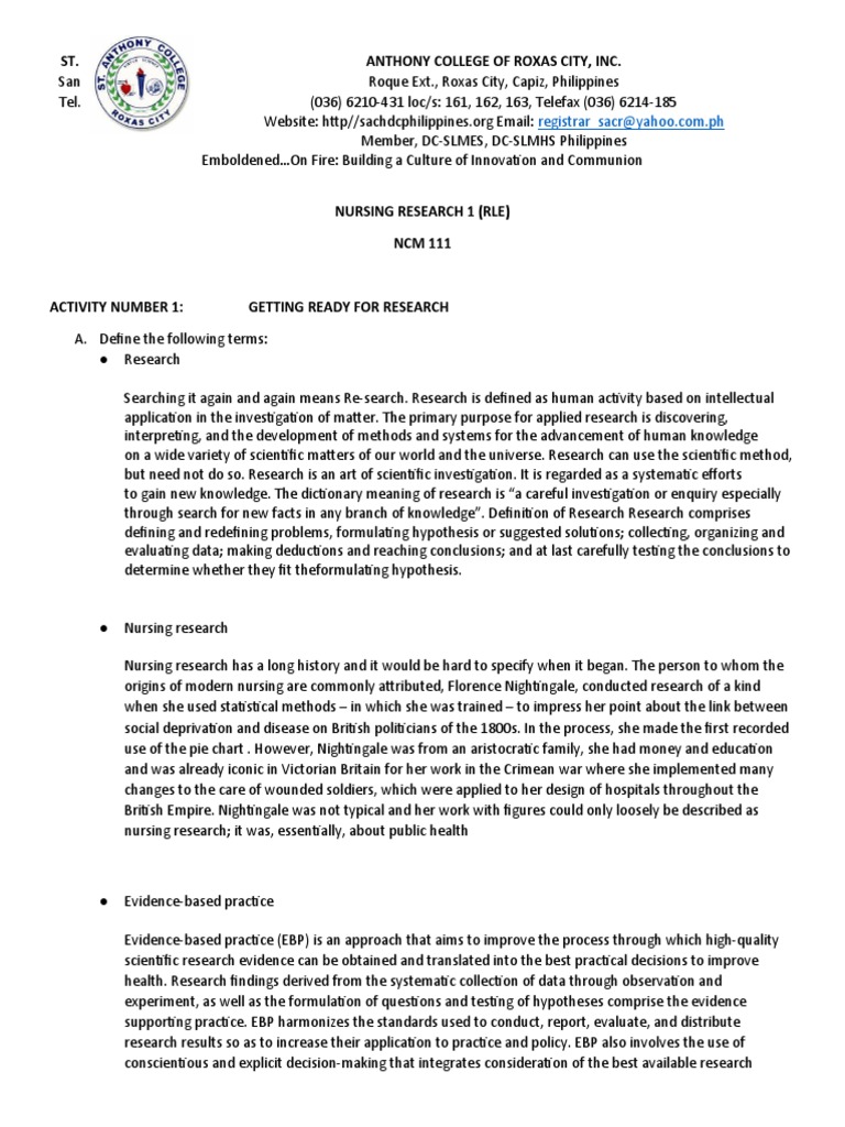 Research Activity Example | PDF | Evidence Based Practice | Evidence ...