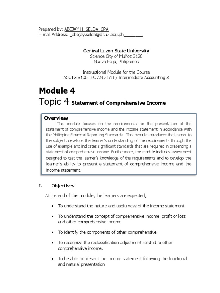 Module 4 - Statement of Comprehensive Income PDF | PDF | Income ...