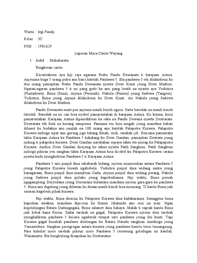 Laporan Maca Carita Wayang | PDF