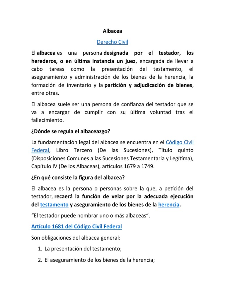 Albacea | PDF | Herencia | Albacea