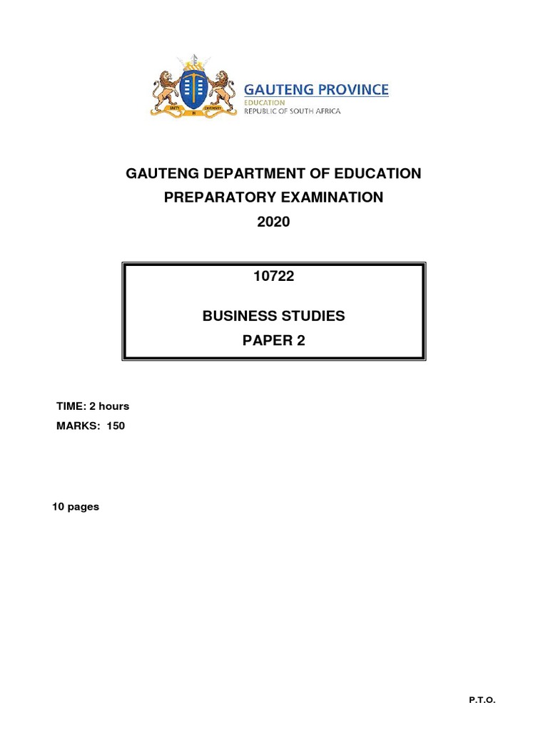 Business Studies P2 QP | PDF | Question | Interest