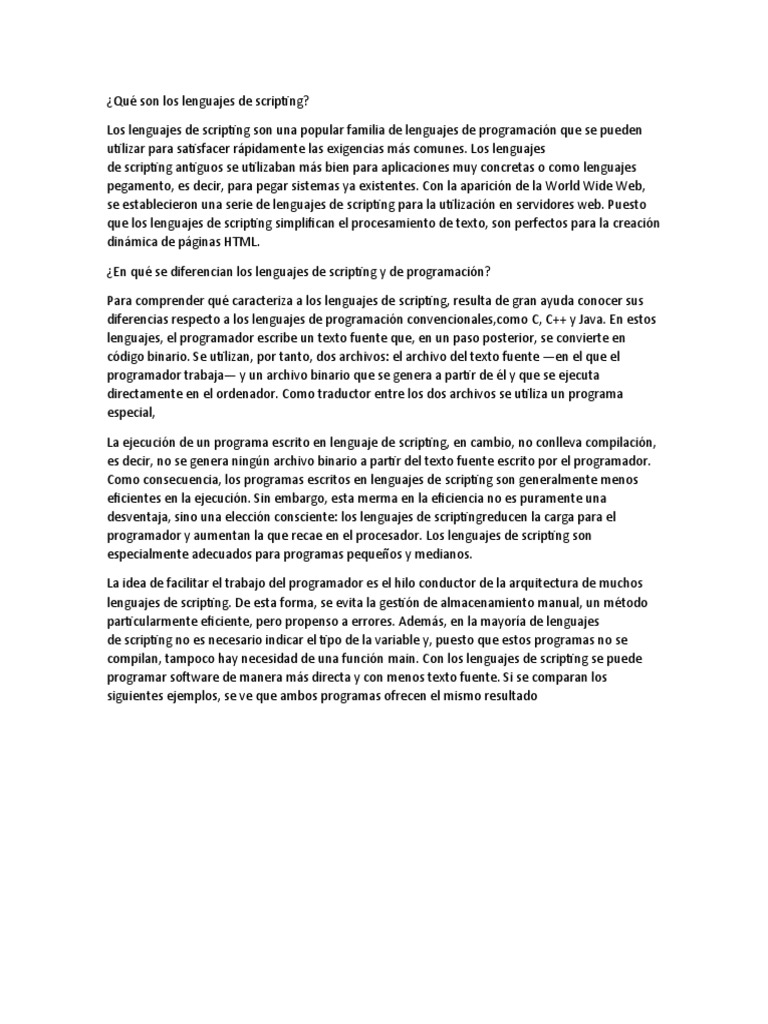 Lenguajes de Scripting | PDF | Lenguaje de programación | Programa de ... Lenguajes de Scripting | PDF | Lenguaje de programación | Programa de ...
