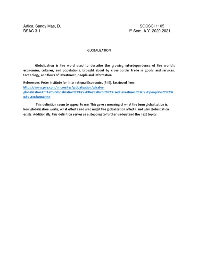 Definition of Globalization | PDF