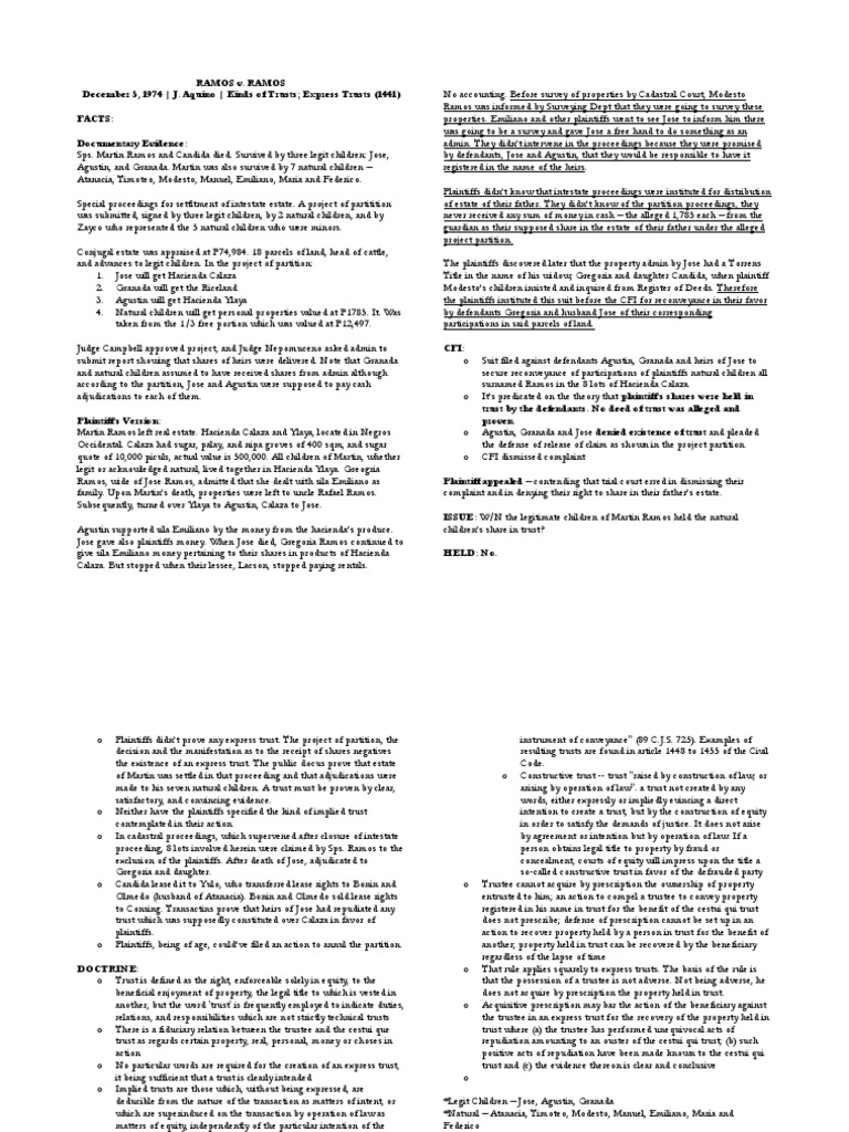 Ramos V Ramos | PDF | Trust Law | Trustee