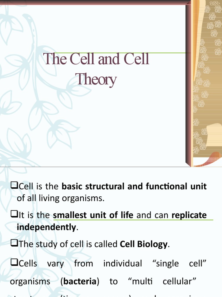 The Basic Unit of Life - Cell Theory | PDF | Electron Microscope | Cell ...