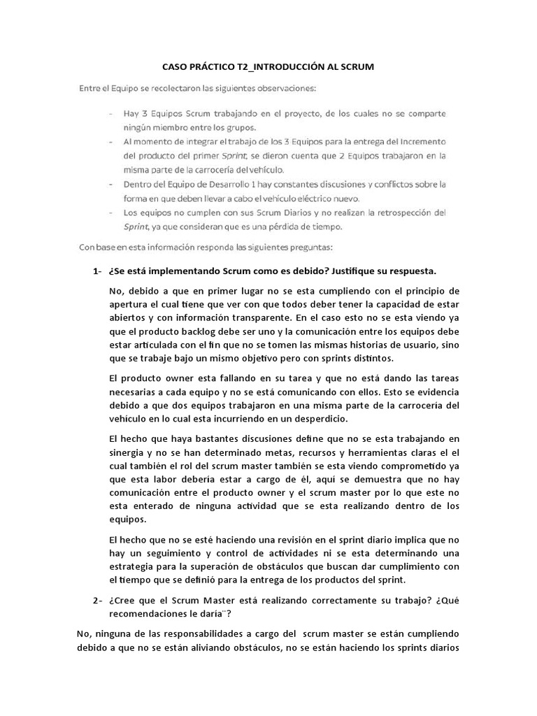 Caso Práctico T2 - Introducción Al Scrum | PDF | Scrum (desarrollo de software) | Science