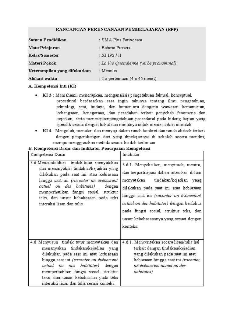 RPP 5 Irena (La Vie Quotidienne - Verbe Pronominal) | PDF