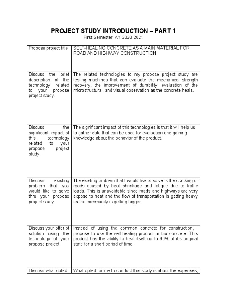 Project Study Introduction - Part 1 | PDF