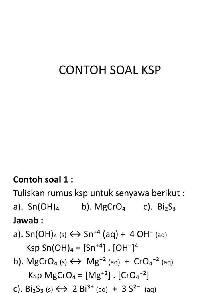 Contoh Soal KSP | PDF | Units Of Measurement | Metallic Elements