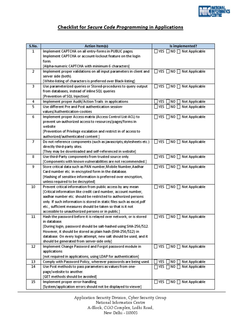 Database Security Application Checklist Template | PDF | Password ...