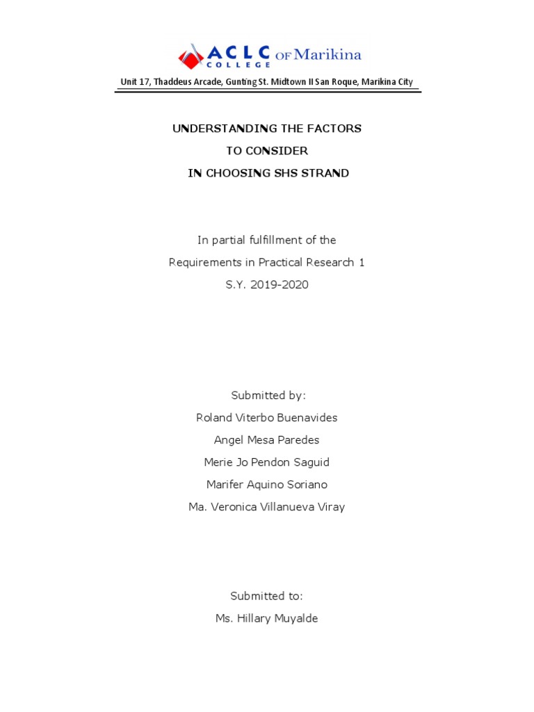 Understanding The Factors To Consider in Choosing Shs Strand | PDF ...