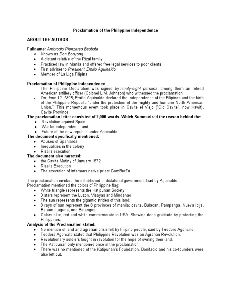 Philippine Independence Proclamation | PDF