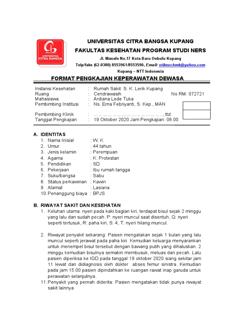 Pengkajian Keperawatan Pasien Abses Femur | PDF