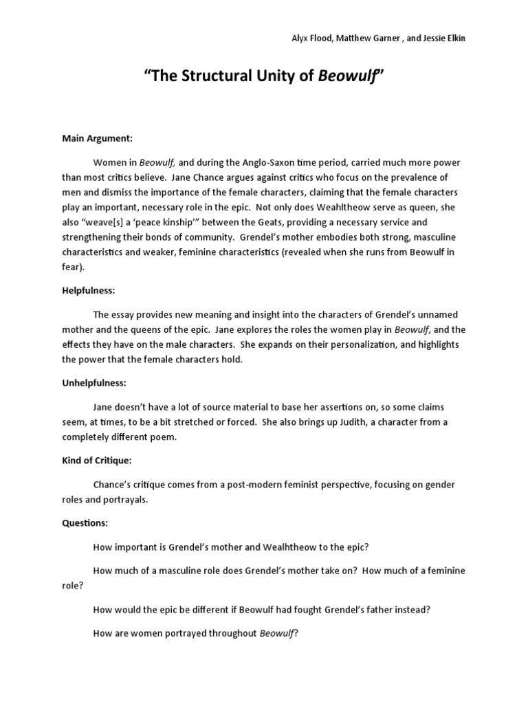 The Structural Unity of Beowulf | PDF