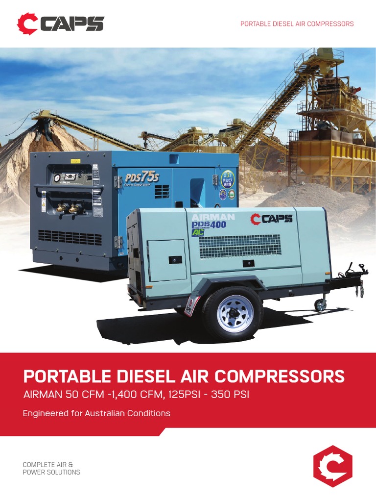 Portable Diesel Air Compressors: AIRMAN 50 CFM - 1,400 CFM, 125PSI ...