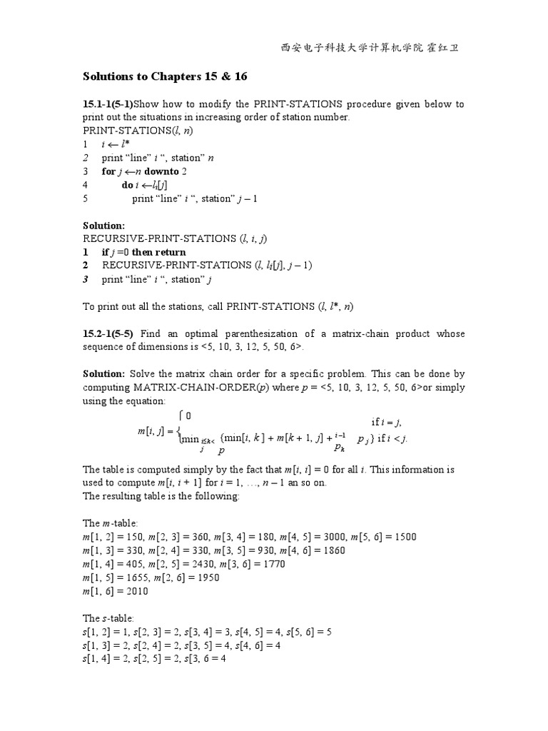 Solutions To Chapters 15 & 16 | PDF | Dynamic Programming | Discrete Mathematics
