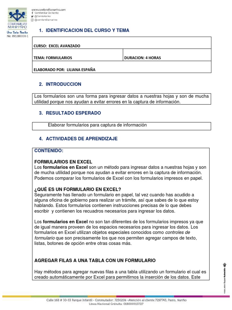 Formato de Guia 4 Formularios | PDF | Microsoft Excel | Información