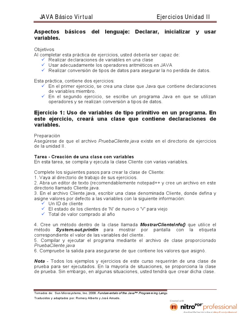 Consigna Ejercicios Unidad II | PDF | Java (lenguaje de programación ...