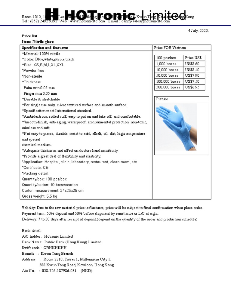 Nitrile Glove Price List 20200628 | PDF | Materials | Nature