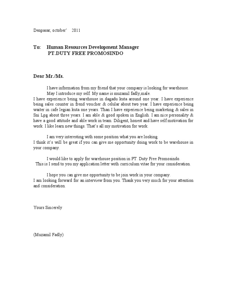 Application Letter Putri For Cashier | PDF | Cognition | Psychological Concepts