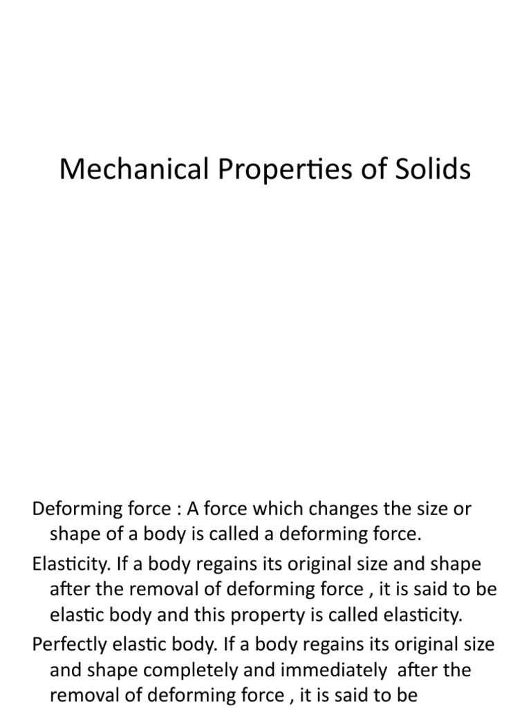 Mechanical Properties of Solids | PDF | Elasticity (Physics) | Young's ...