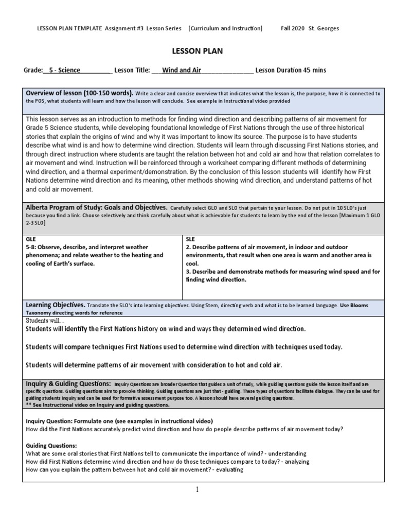 Grade 5 Science: Wind and Air Lesson Plan | PDF | Lesson Plan | Pedagogy