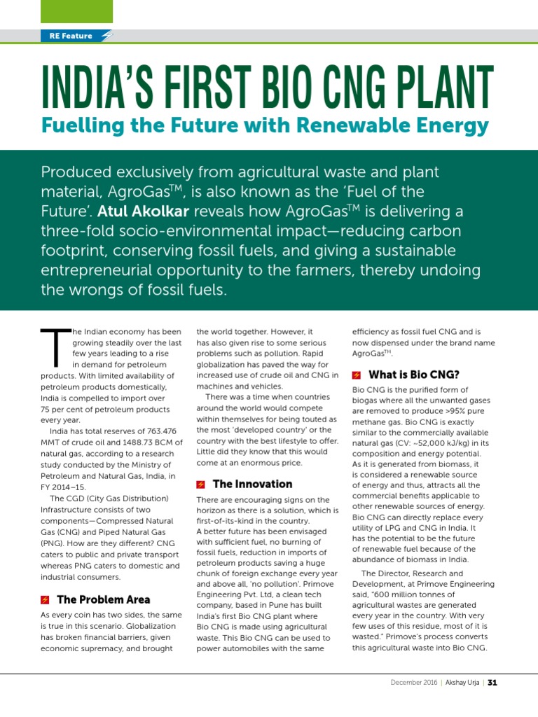 INDIA's First BIO CNG PLANT PDF | PDF | Fuels | Biogas