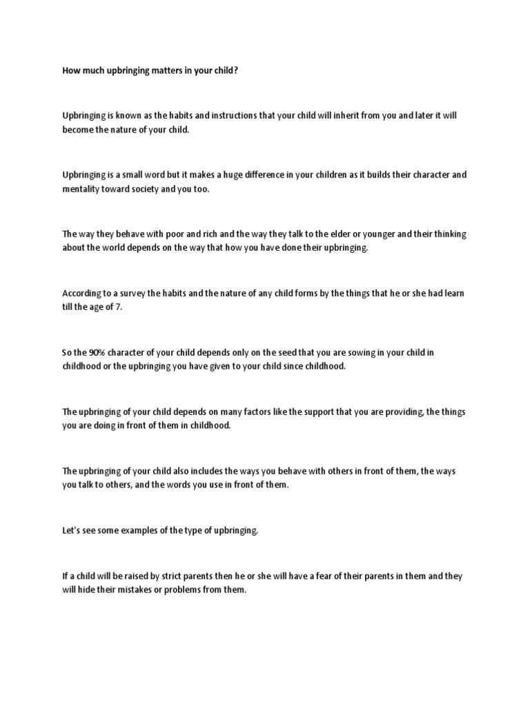 Importance of Upbringing in Children | PDF | Self-Improvement | Wellness