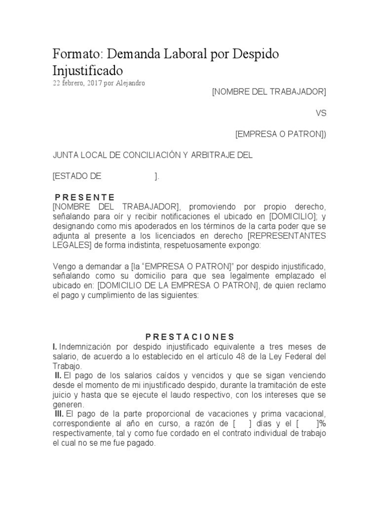Formato de Demanda | PDF | Salario | Demanda judicial