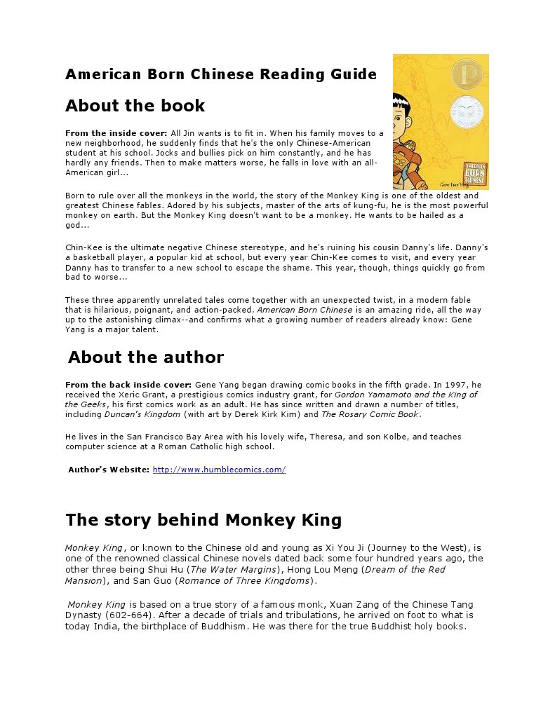 American Born Chinese Reading Guide | PDF | Business