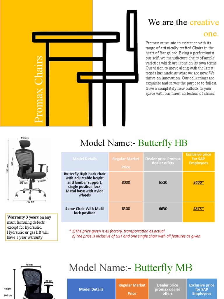 Promax Chairs Pricing and Models | PDF | Business