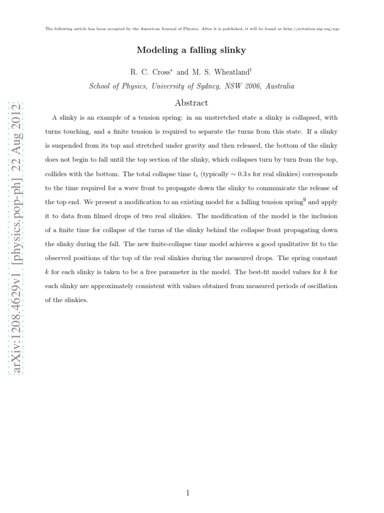 Modeling the Dynamics of a Falling Slinky: Developing a Finite-Collapse ...