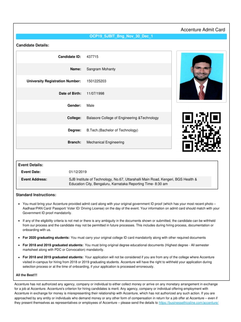 Accenture Candidate ID and Registration Info | PDF | Identity Document ...