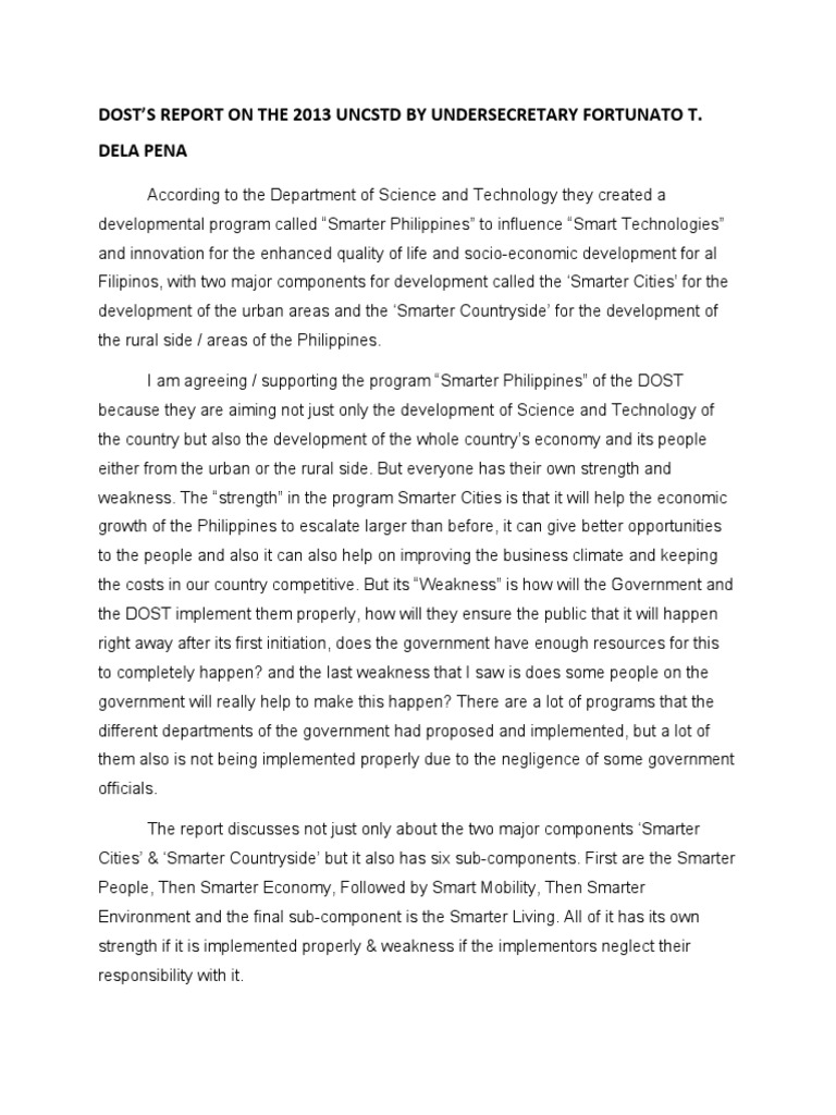 Dost'S Report On The 2013 Uncstd by Undersecretary Fortunato T. Dela ...