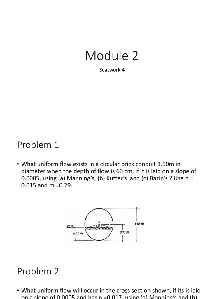 Calculating Uniform Flow in Various Channel Geometries Using Manning's ...