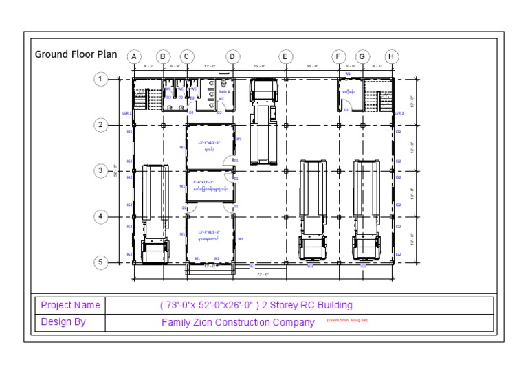 Ground Floor Plan for 2 Storey RC Building | PDF