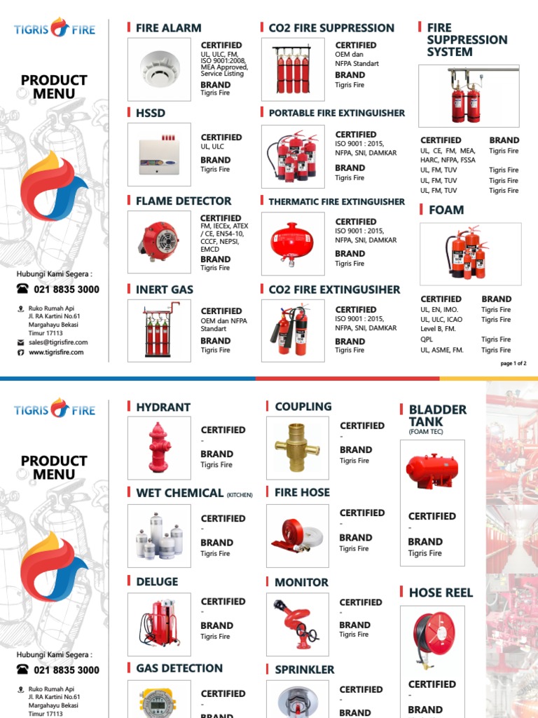 Menu Product Brand Tigris Fire | PDF | Automation | Fire Suppression