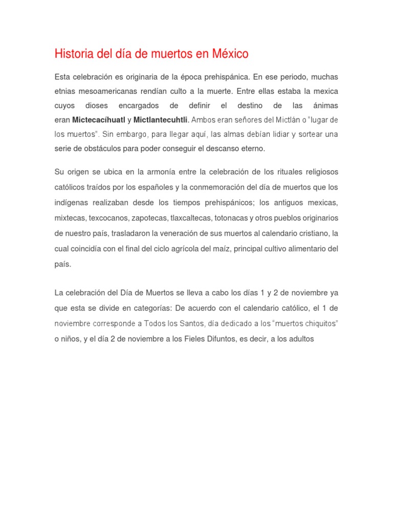 Historia Del Día de Muertos en México PDF | PDF | Cultura de las ...
