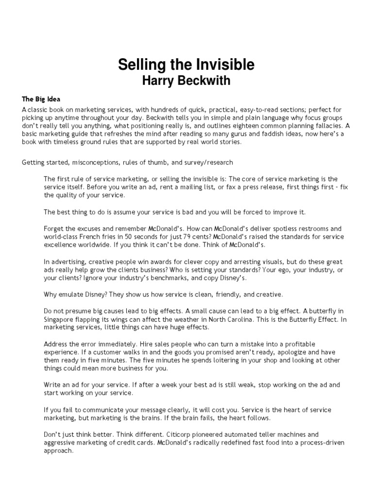 Selling The Invisible | Download Free PDF | Brand | Marketing