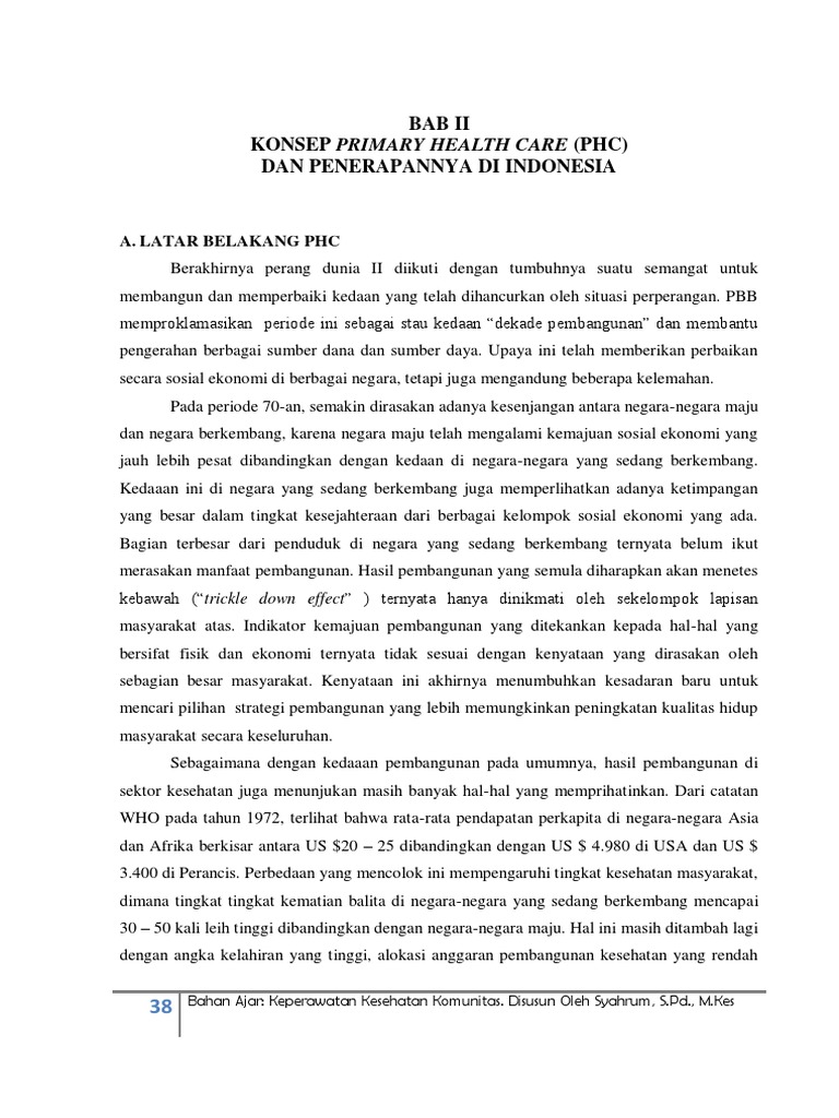 Bab Ii Konsep PHC | PDF